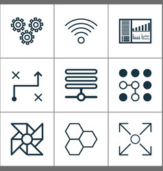 Robotics icons set with computational complexity Vector Image