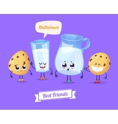 Set of breakfast characters cute cartoons Vector Image