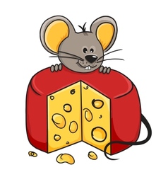 Happy mouse cartoon with cheese Royalty Free Vector Image