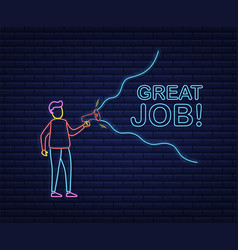 Good work neon text great job neon sign Royalty Free Vector