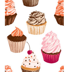 Ice cream cute cards and seamless pattern set Vector Image