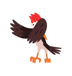 Cute woodpecker bird cartoon character flapping Vector Image