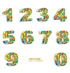 Button wood numbers 6 with shadow effect Vector Image