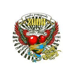 Red heart with golden wings Royalty Free Vector Image