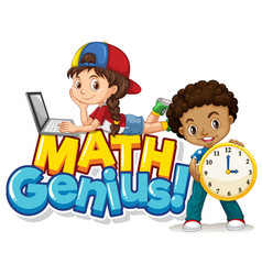 Worksheet design for math genius with girl and Vector Image