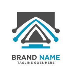 Monitor technology logo design template Royalty Free Vector