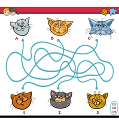 Maze game with cartoon girl and her cat Royalty Free Vector