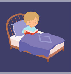 Cute little boy sleeping sweetly in his bed under Vector Image