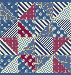 Blue patchwork hexagon Royalty Free Vector Image