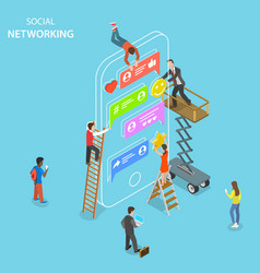 Isometric flat concept social media Royalty Free Vector