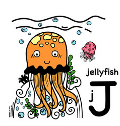 Isolated animal alphabet letter j-jellyfish juice Vector Image