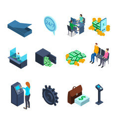 Cake sign 3d icon set isometric view Royalty Free Vector