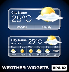 Weather widget and icons on floral background Vector Image