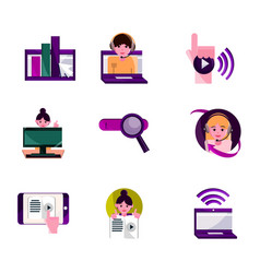 Online activities digital connection Royalty Free Vector