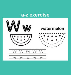 Alphabet isolated letter w-worm-watermelon Vector Image