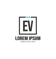 Initial ev logo template with modern frame Vector Image
