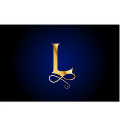 L gold golden alphabet letter logo icon design Vector Image
