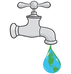 Leaking faucet the earth planet droplet Royalty Free Vector