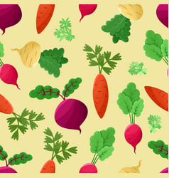 Root vegetables with leafy tops dark seamless Vector Image