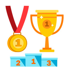 Gold medal golden 1st place badge sport Royalty Free Vector