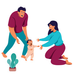 Small ginger toddler making first steps clip art Vector Image