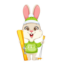 Cute rabbit cartoon character funny bunny Vector Image