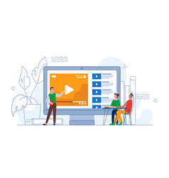 Students webinar computer school digital seminar Vector Image