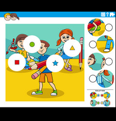 Matching shapes game with cartoon cats characters Vector Image